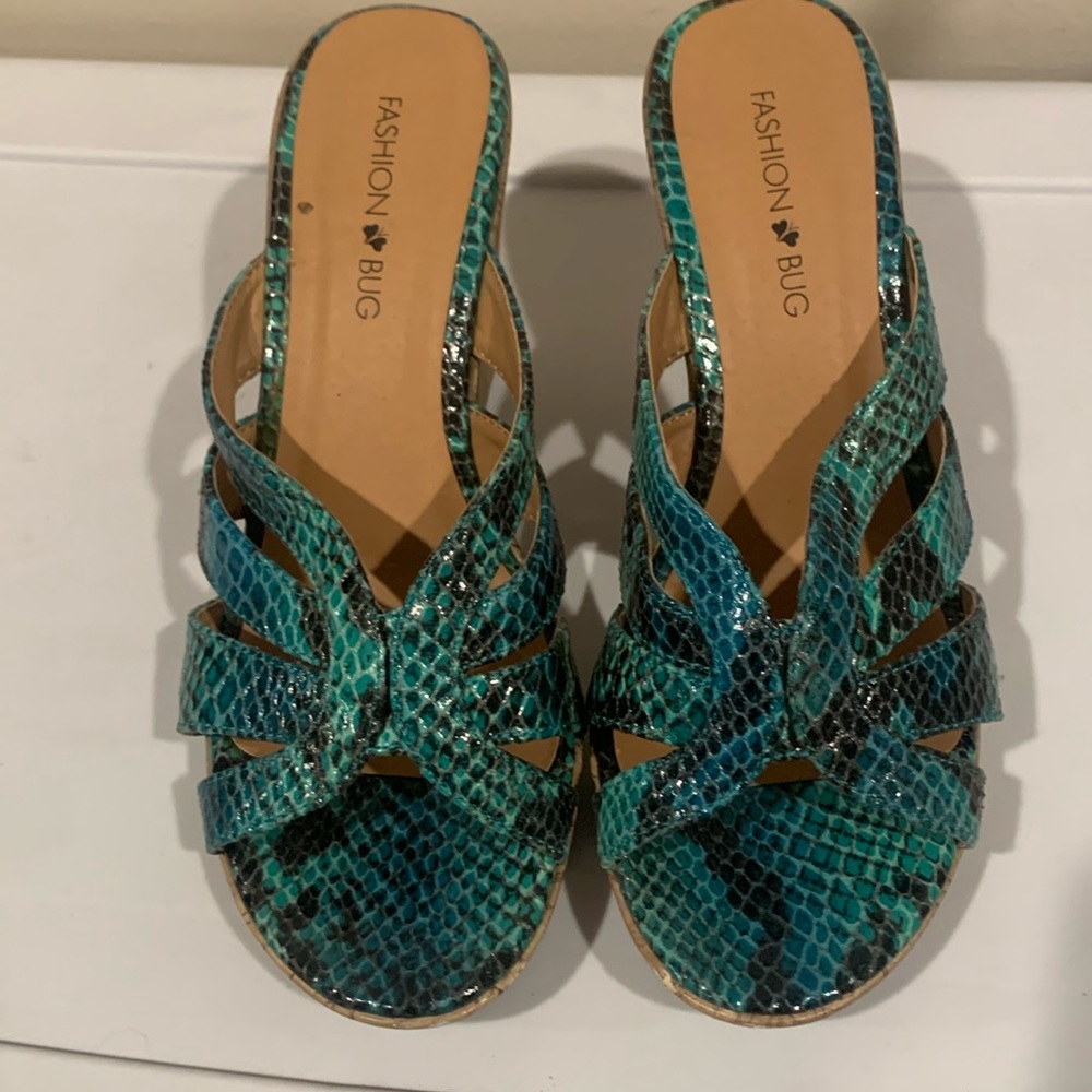 Green And Black Snake Skin Print Platform - Gem